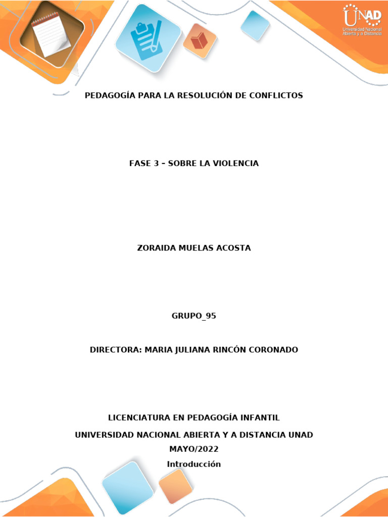 Pedagogia para La Resolucion de Conflictos Fase 3 Sobre La Violencia ...