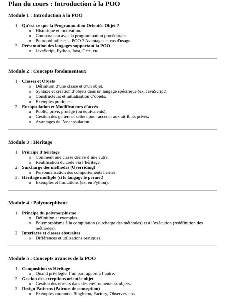 Plan Du POO | PDF
