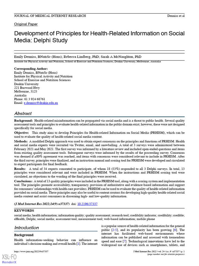 Development of Principles For Health-Related Infor | PDF