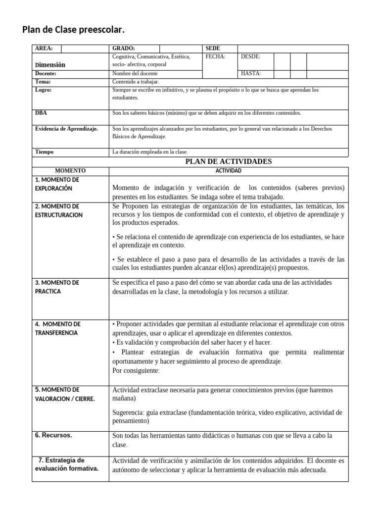 Plan de Clase. | PDF