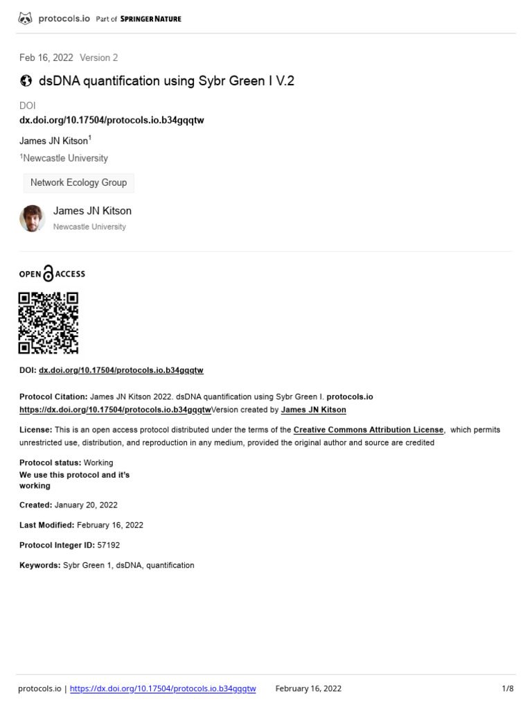 Dsdna Quantification Using Sybr Green i b34gqqtw | PDF Dsdna Quantification Using Sybr Green i b34gqqtw | PDF