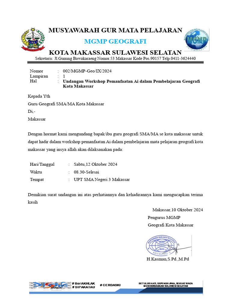 Undangan MGMP | PDF