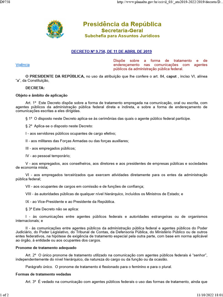 Decreto 9758 2019 | PDF