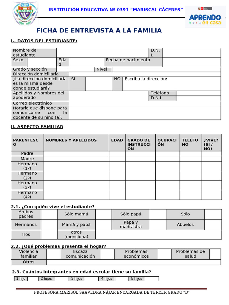 Entrevista A La Familia 3º B 2021 | PDF