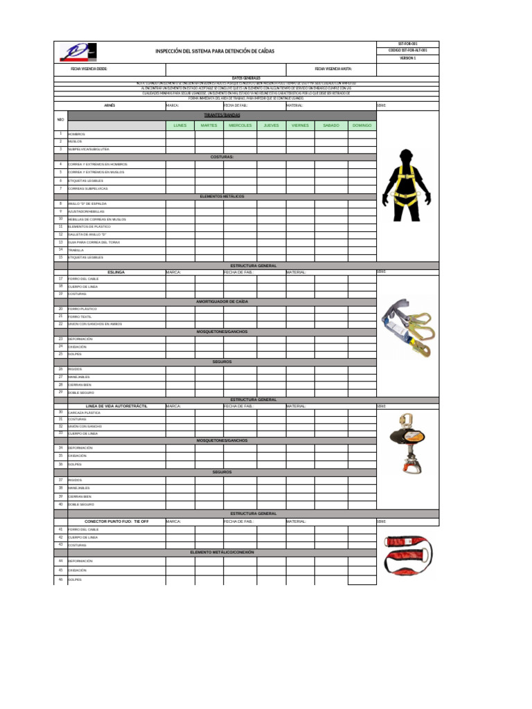 Inspeccion Equipos de Alturas | PDF