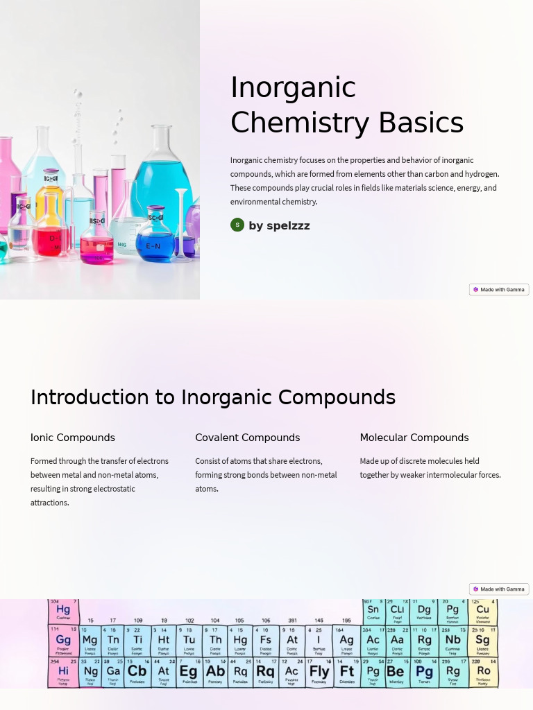 Inorganic Chemistry Basics | PDF
