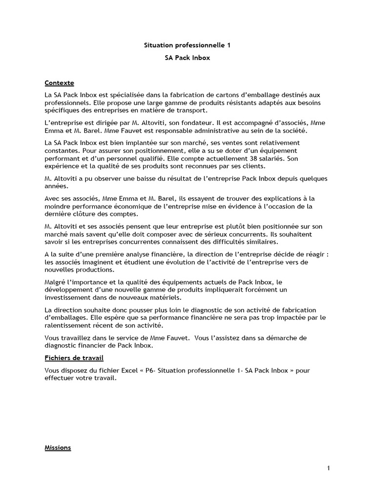 Situation Professionnelle N° 01 P6 SA Pack Inbox v. 2 | PDF