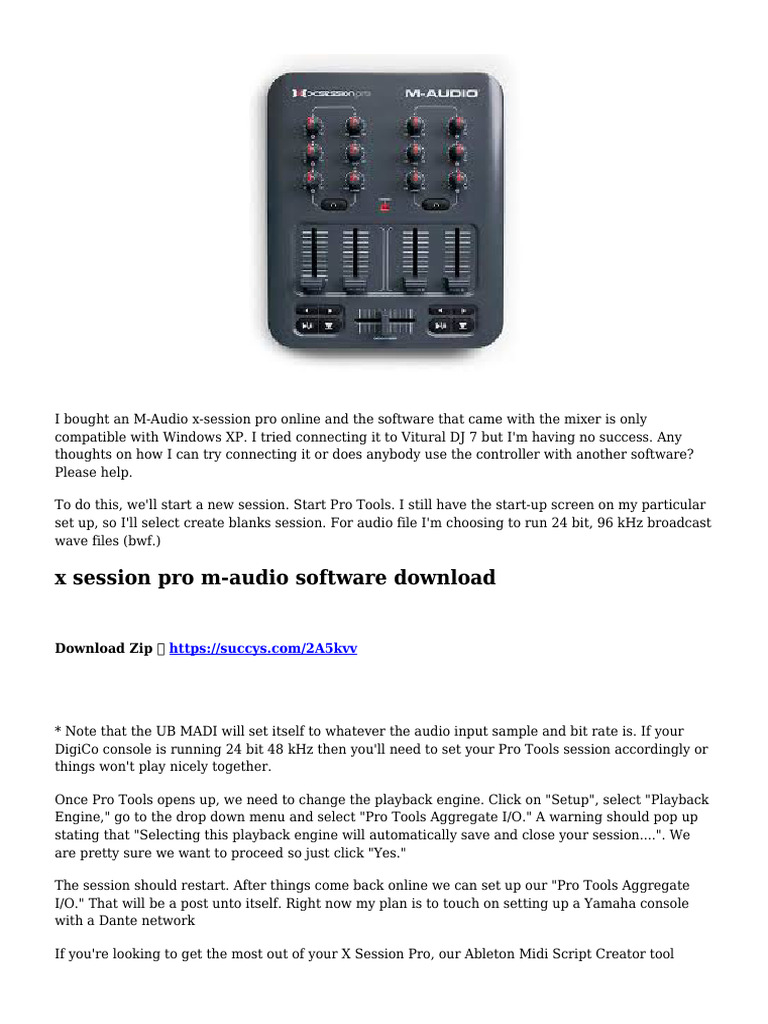 X Session Pro M-Audio Software Download | PDF