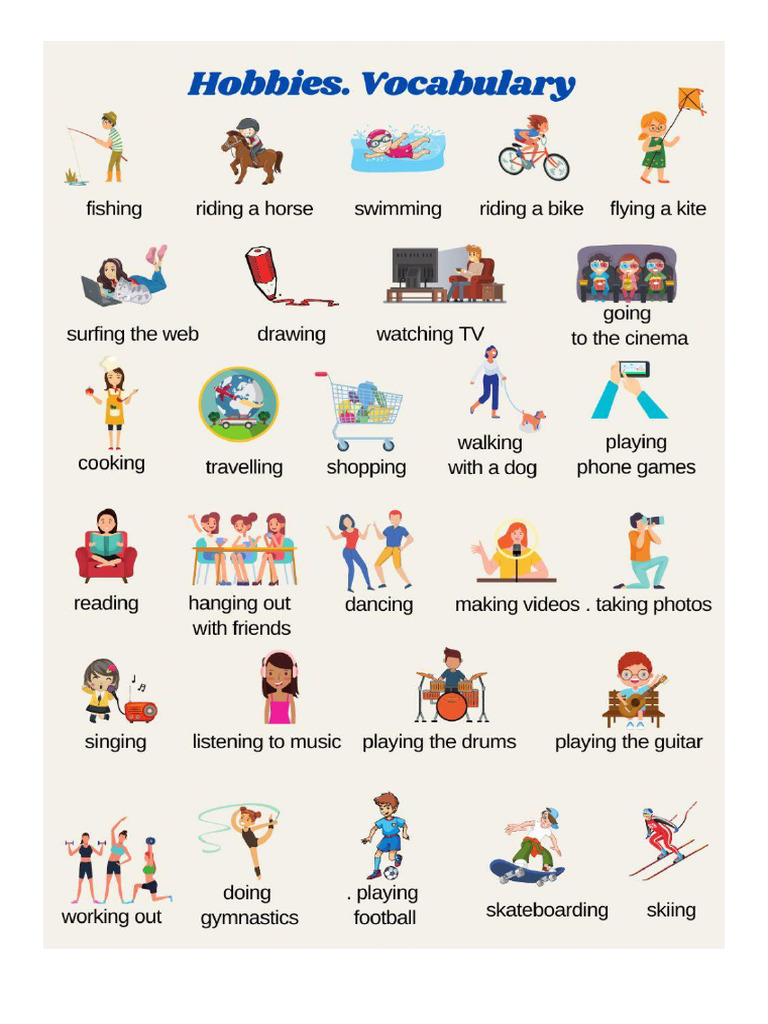hobbies vocabulary | PDF