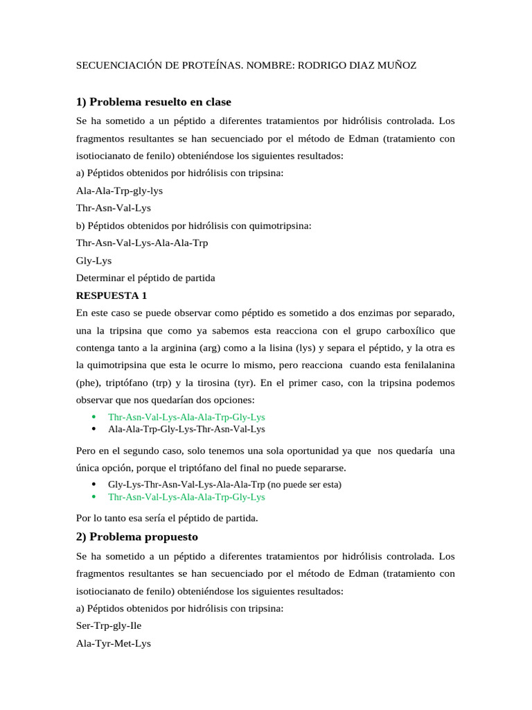 Problemas Secuenciacion de Proteinas | PDF