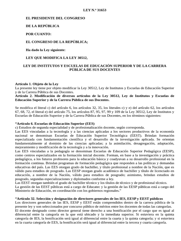 Ley #31653 | PDF