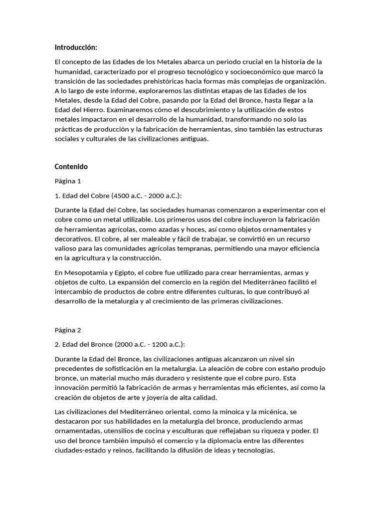 Edades de Las Metales | PDF | Bronce | Metalurgia