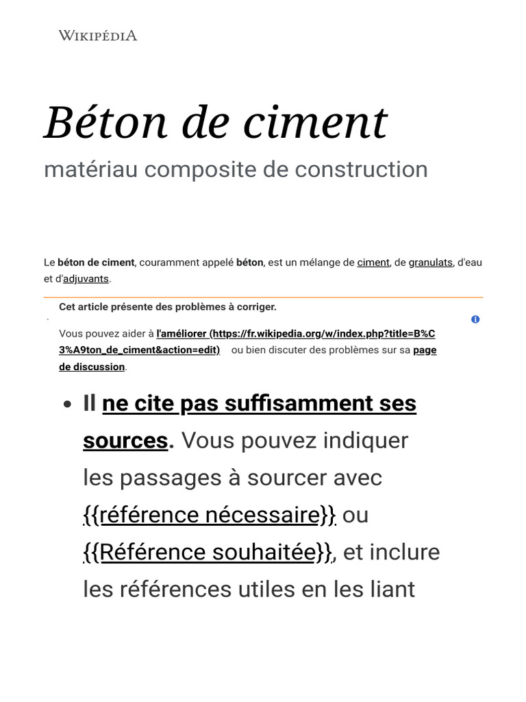 Béton de Ciment - Wikipédia | PDF