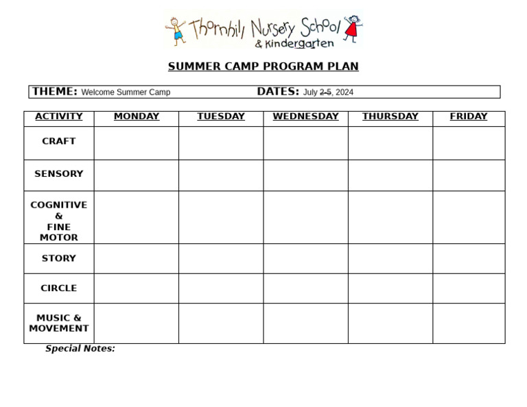 Summer Camp Program Plan-template | PDF