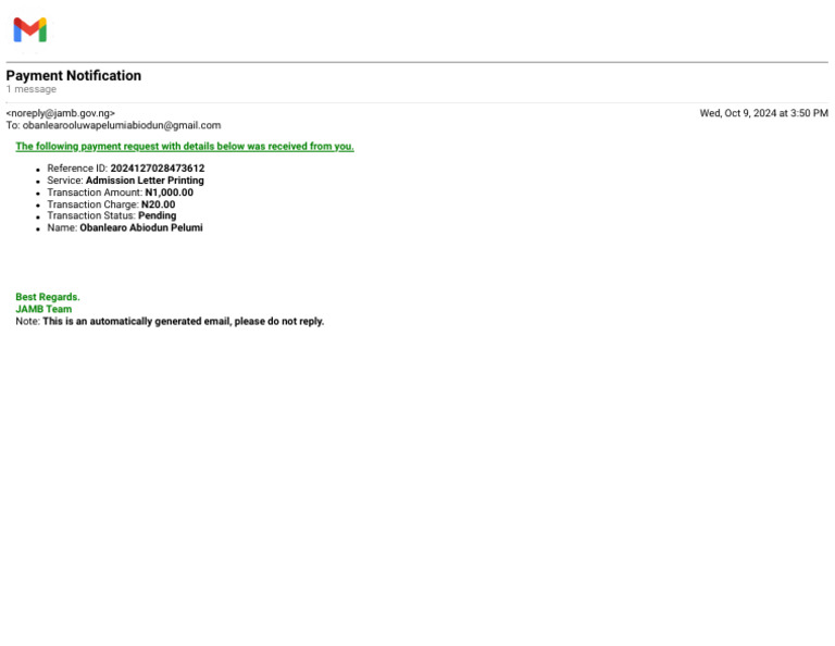 Gmail - Payment Notification | PDF