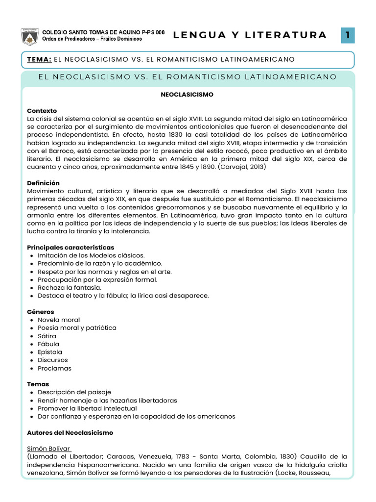 STA 4to - Neoclasicismo y Romanticismo | PDF