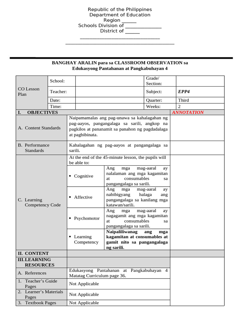 DLP - EPP4 Kagamitan at Consumables | PDF