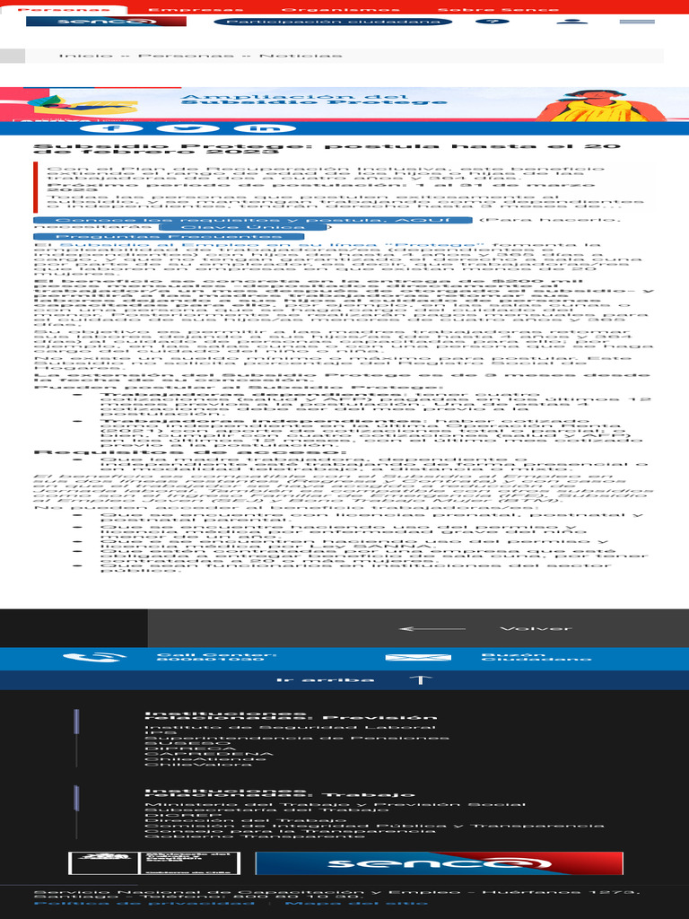 Subsidio Protege Postula Hasta El 20 de Febrero | PDF