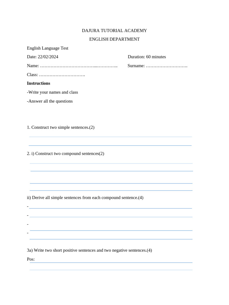 Feb 23 English Test | PDF