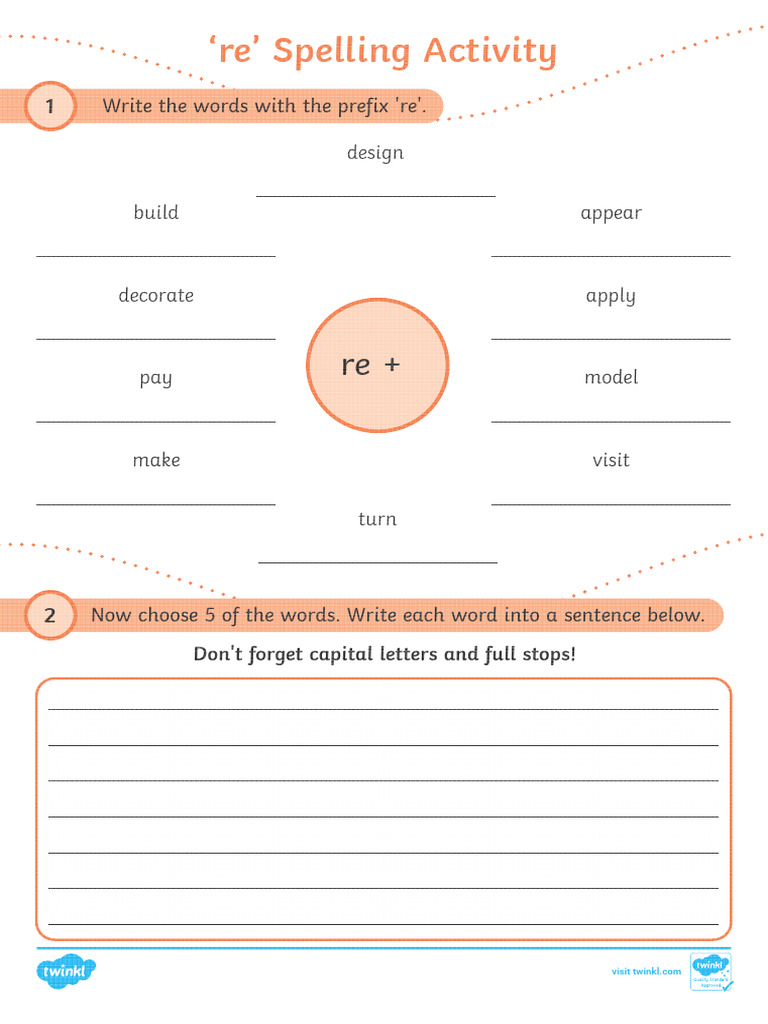 Re - Prefix Spelling Activity | PDF