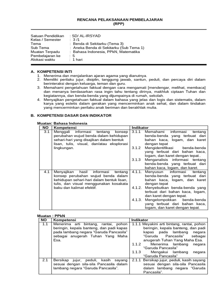 Rencana Pelaksanaan Pembelajaran (RPP) | PDF
