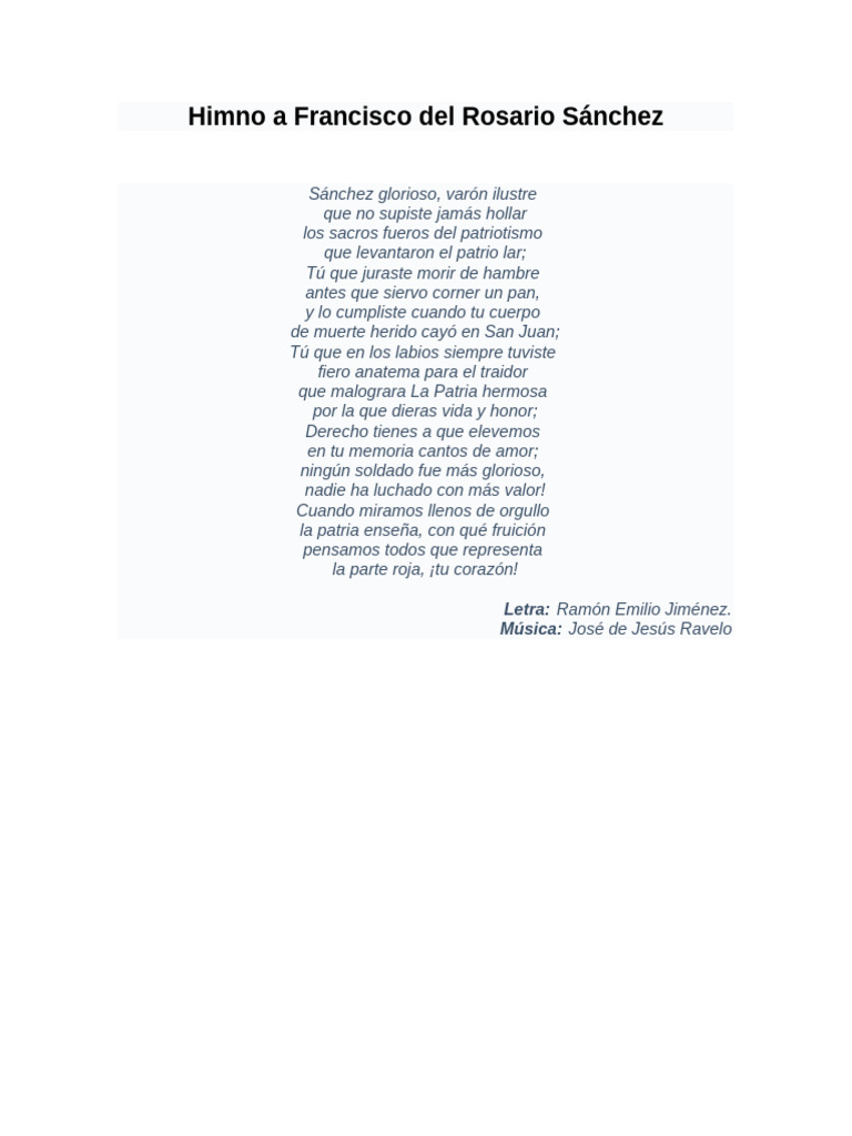 Himno Nacional A Sanchez | PDF