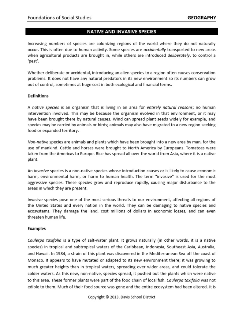 Native and Invasive Species | PDF | Introduced Species | Invasive Species