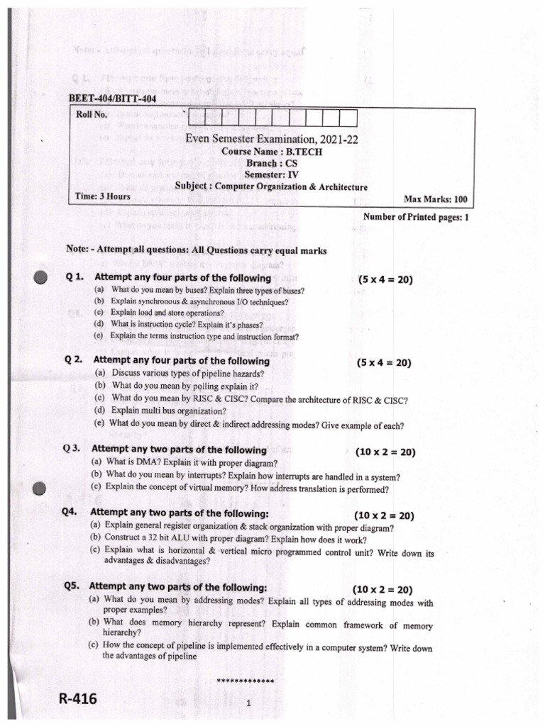 CSE IV ComputerArchitecture | PDF