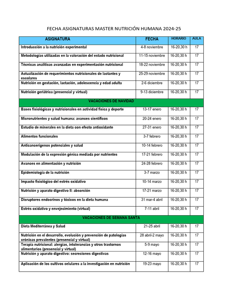 Calendario Master 24-25 - 0 | PDF