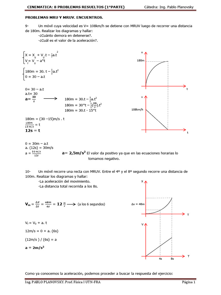 Problemas Resueltos de Cinematica 1º Parte | PDF