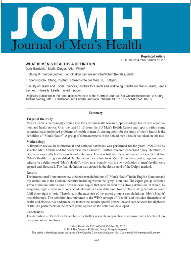 What Is Men's Health - A Definition | PDF | Well Being