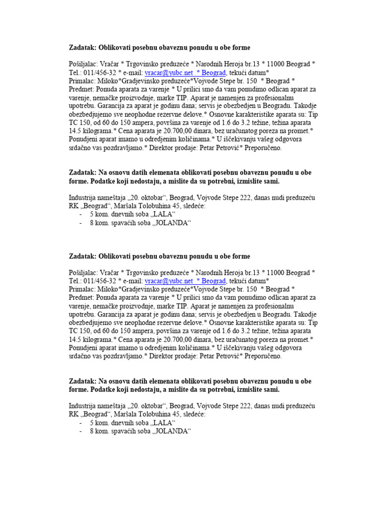 zadaci ponuda | PDF