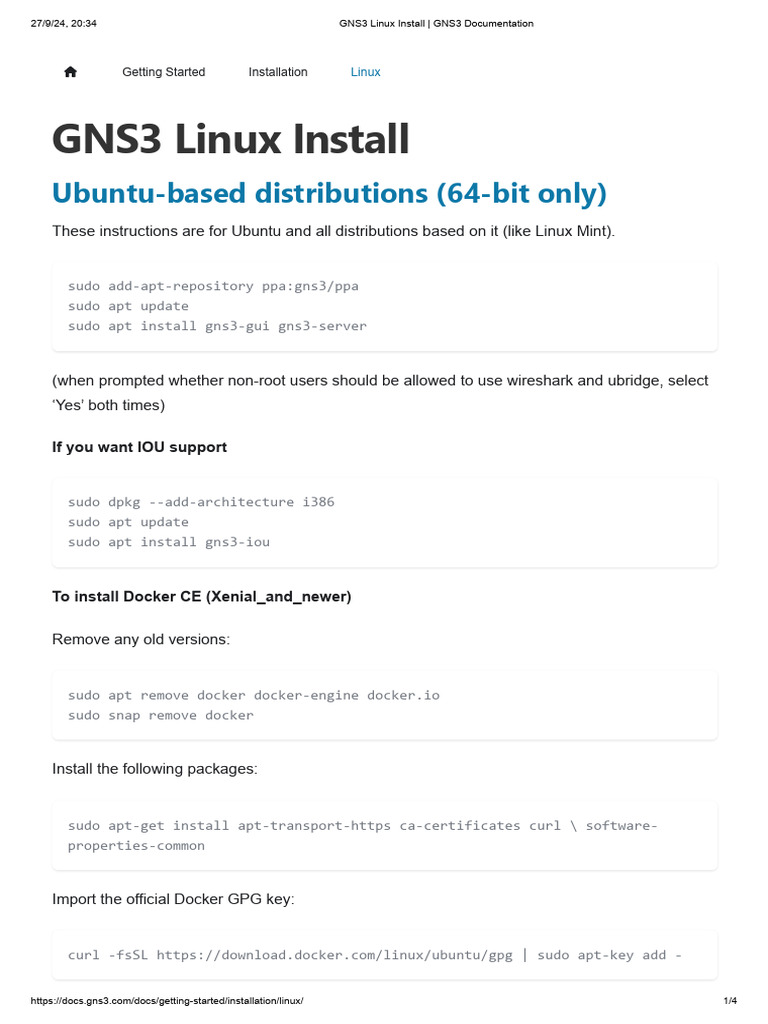 GNS3 Linux Install - GNS3 Documentation | PDF