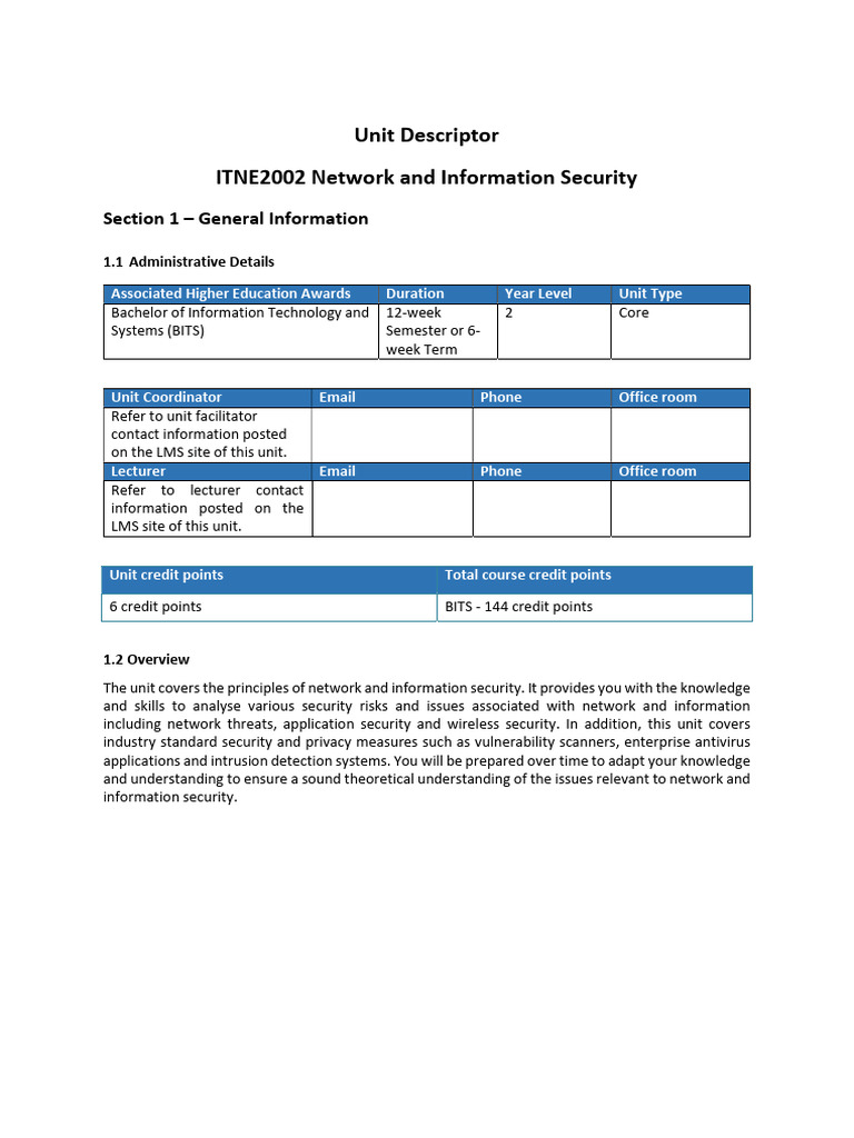 ITNE2002 Network and Information Security | PDF