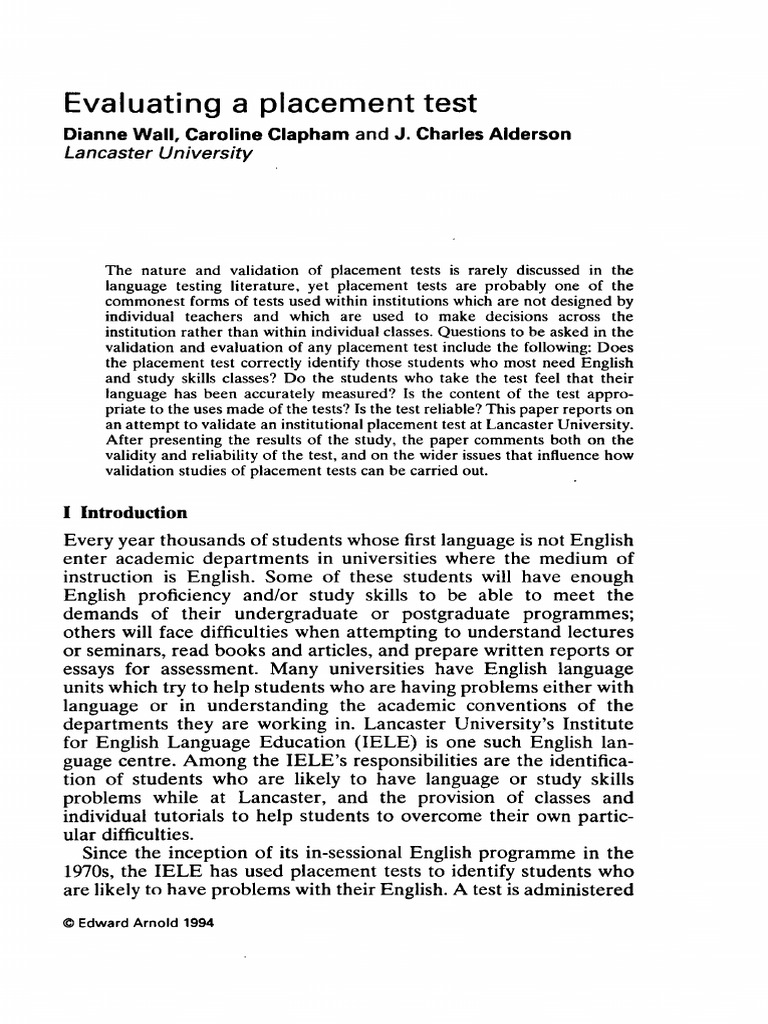 Evaluating A Placement Test | PDF