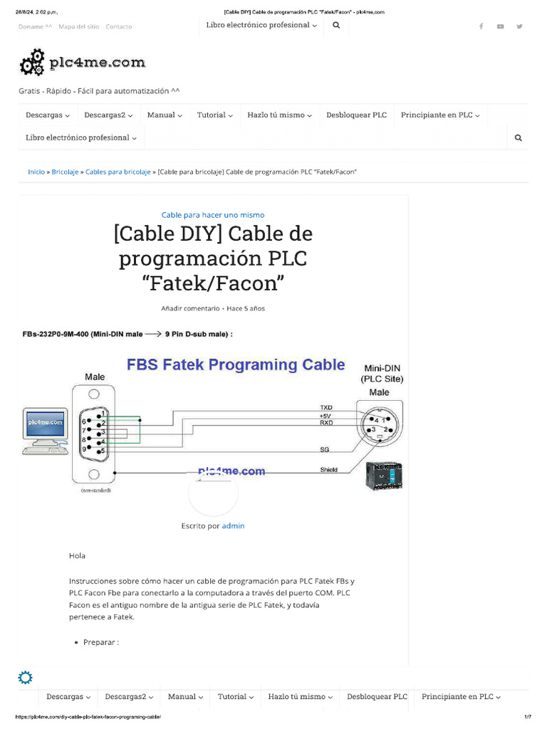 (Cable DIY) Cable de Programación PLC - Fatek - Facon - Plc4me | PDF