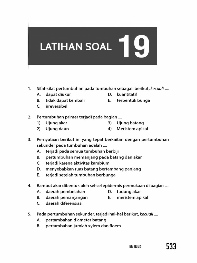 Latsol Biologi Pertumbuhan Dan Perkembangan Tumbuhan | PDF