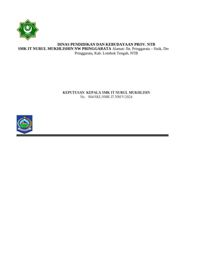 CONTOH SK Penetapan Kelulusan 2024 PROVINSI (1) | PDF