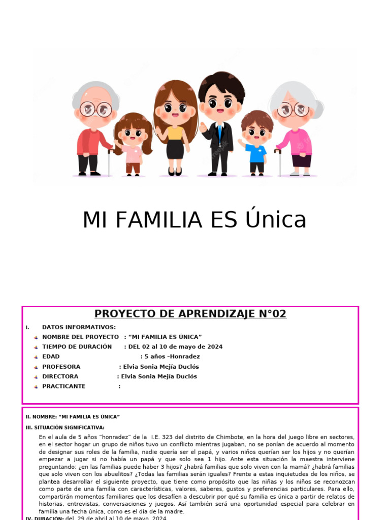 Proyecto 2-Mi Familia Es Única | PDF | Comunicación no verbal | Evaluación