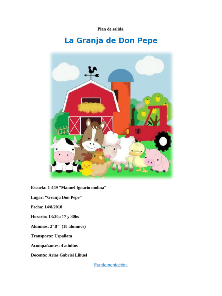 Plan de salida a la granja | PDF