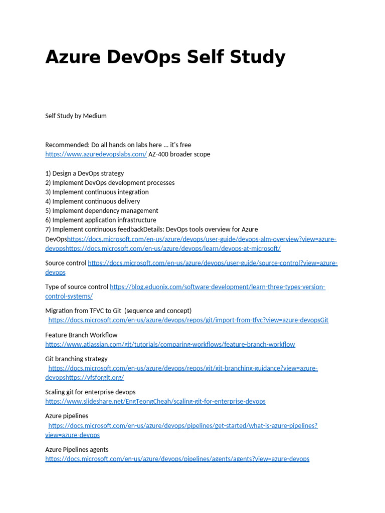 Azure DevOps Self Study List | PDF