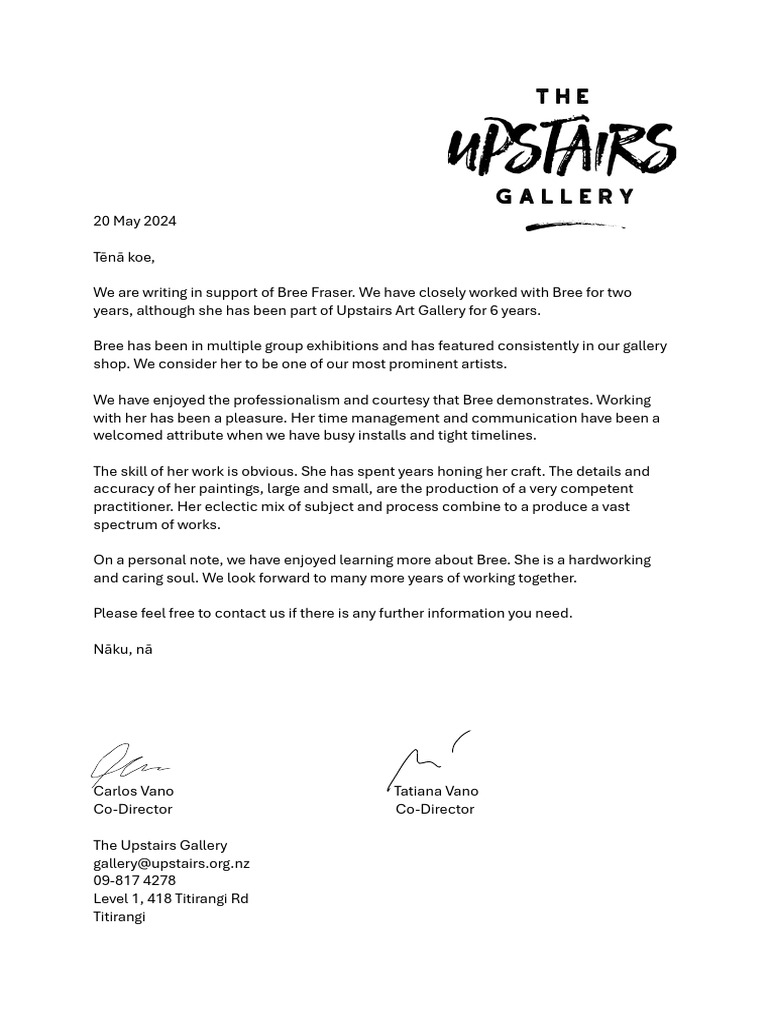 Bree Fraser Letter of Support | PDF