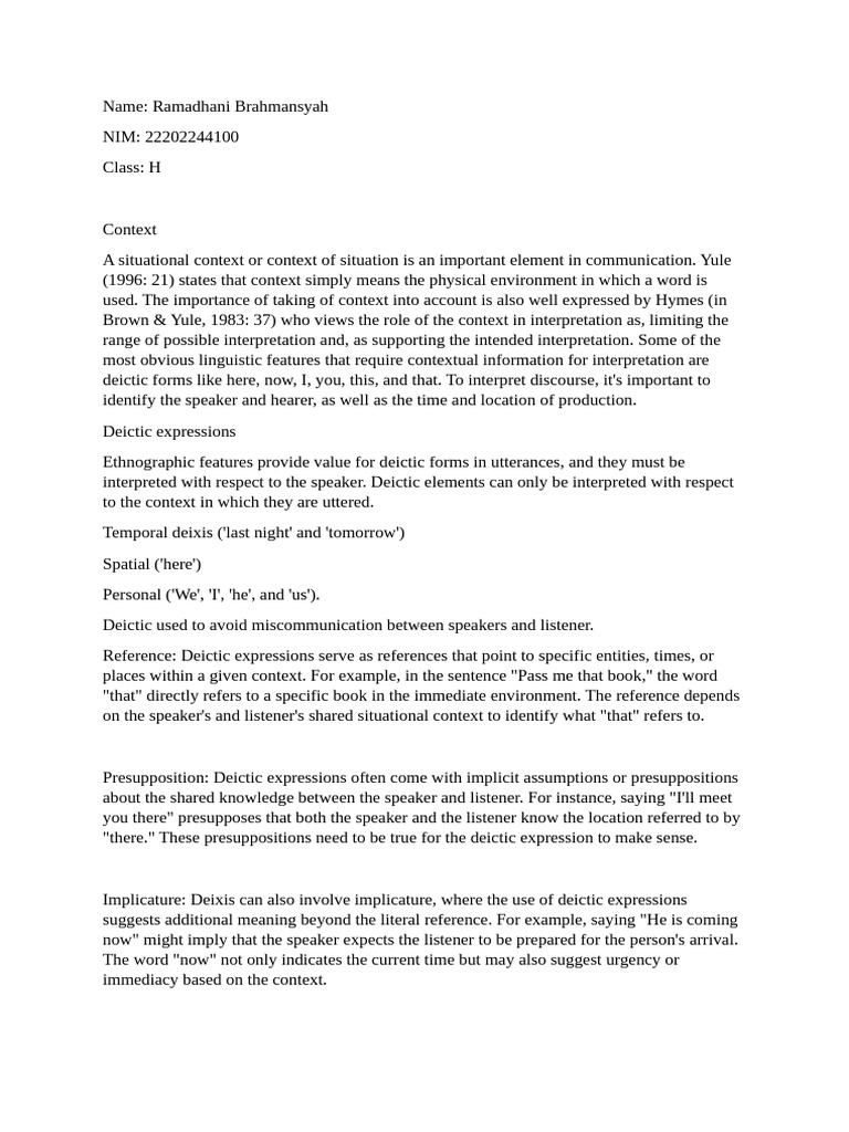 Context Discouse | PDF