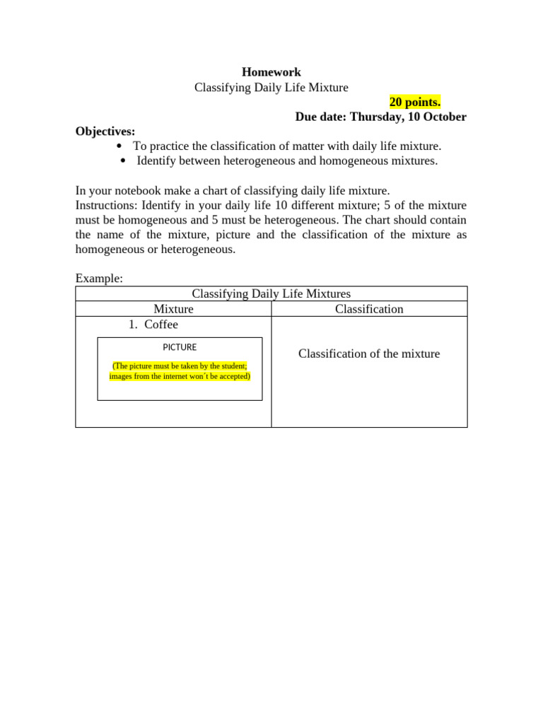 Homework - Classifying Mixtures | PDF