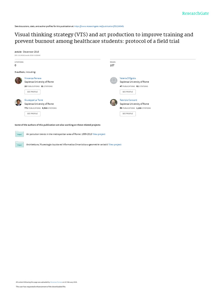 Visuatl Thinking Strategy (VTS) and Art Production To Improve Training ...