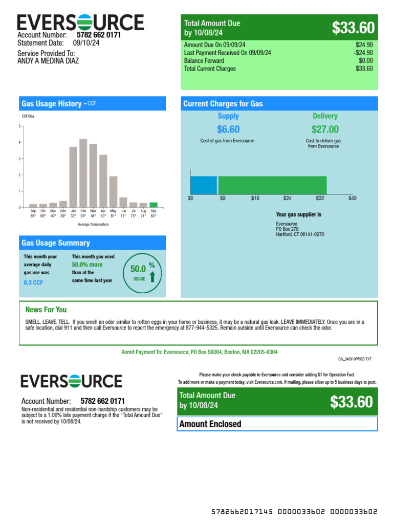 Eversource Bill 09-10-2024 | PDF