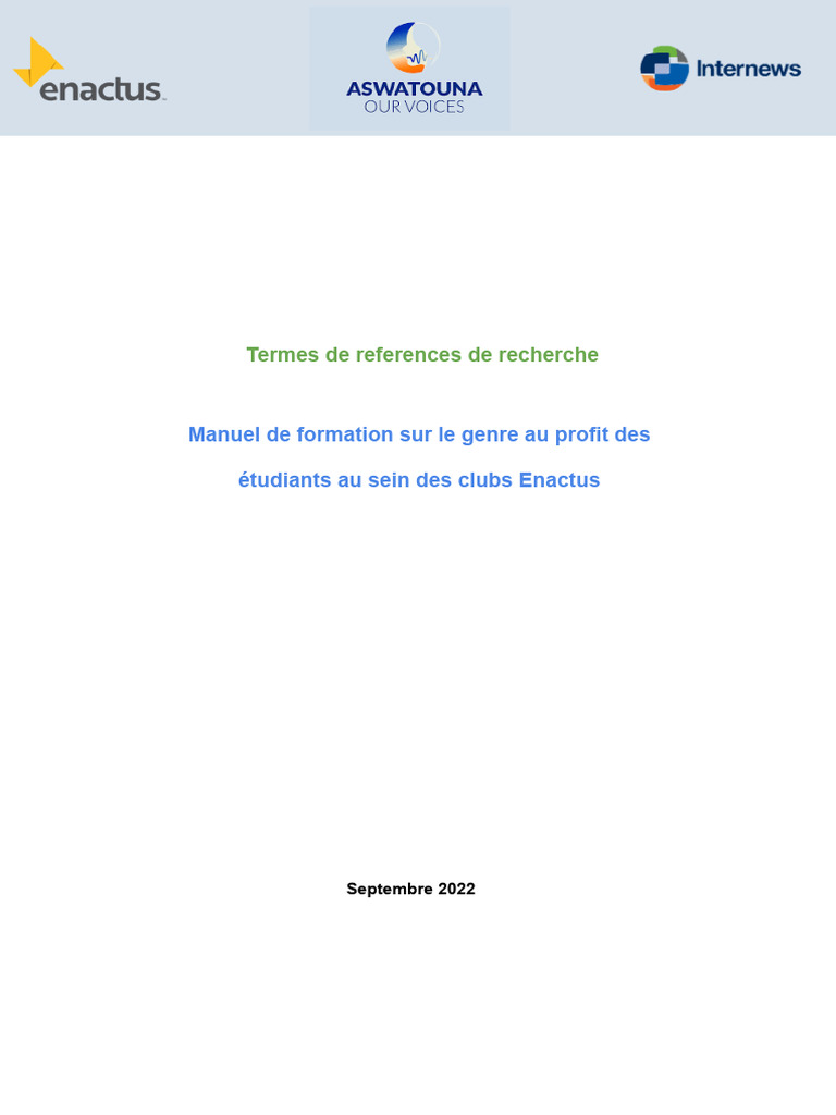 ASWATOUNA - TDR Manuel de Formation | PDF