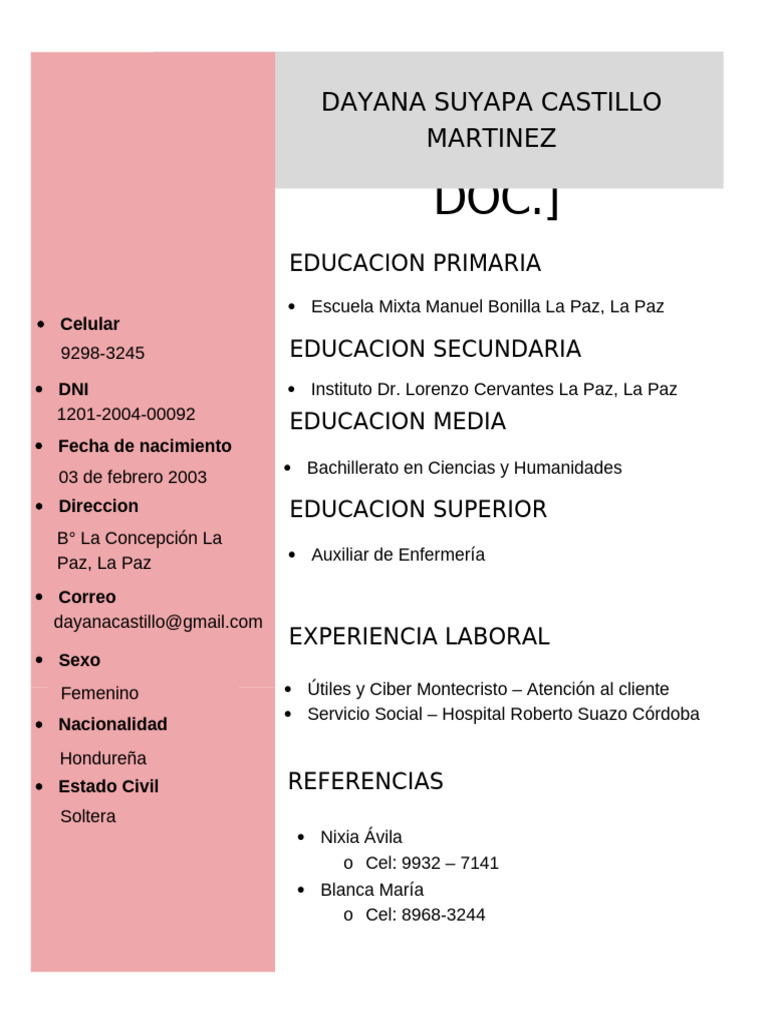 Curriculum Dayana | PDF