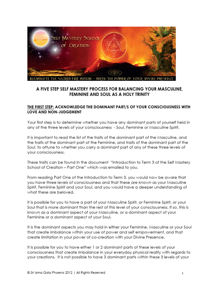 A Five Step Self Mastery Process For Balancing Your Masc-Fem-Soul-Holy Trinity-USL | PDF