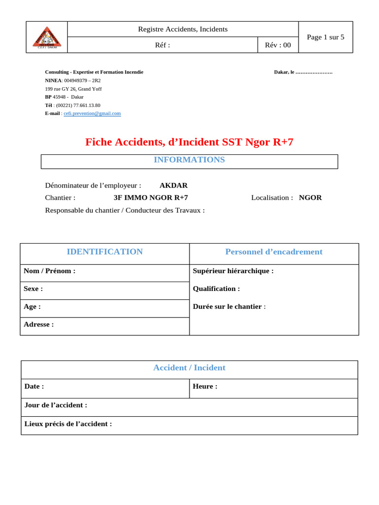 Fiche Accidents V26-07-2019 | PDF